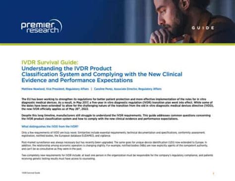 Ivdr Survival Guide Understanding The Ivdr Product Classification