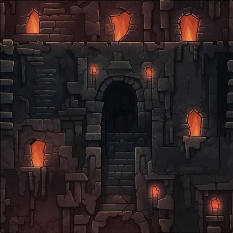 Premium Vector A Dark Dungeon With A Stone Wall And Candles Game Background