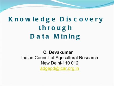 Knowledge Discovery Thru Data Mining Ppt Databases Computer Software And Applications