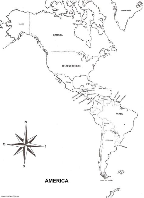 Continente Americano Con Nombres Y Division Politica Para Imprimir