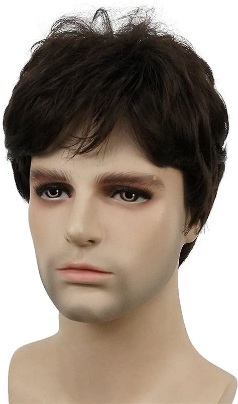Men Wig Natural Black Short Straight Hair Synthetic Gb De Au Be Dk Ca