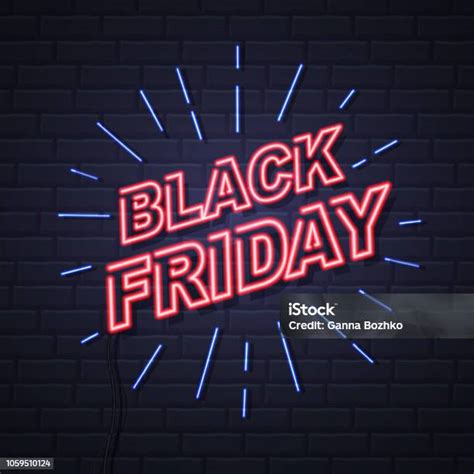 네온 사인 검은 금요일 큰 판매 벽돌 벽 바탕에 오픈 빈티지 전기 간판입니다 네온에 대한 스톡 벡터 아트 및 기타 이미지 네온 블랙프라이데이 컴퓨터 글자 Istock