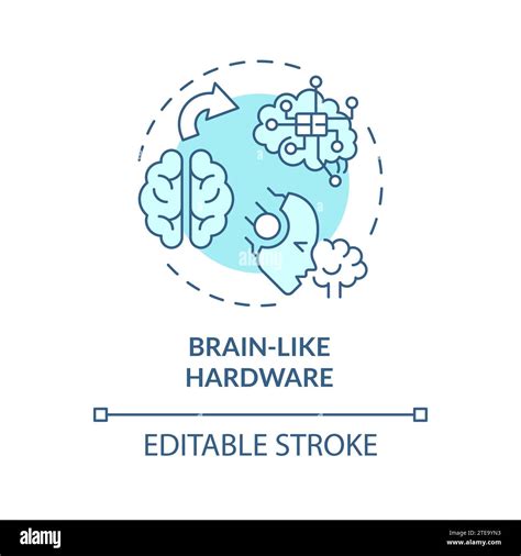 Thin Line Simple Blue Brain Like Hardware Icon Concept Stock Vector