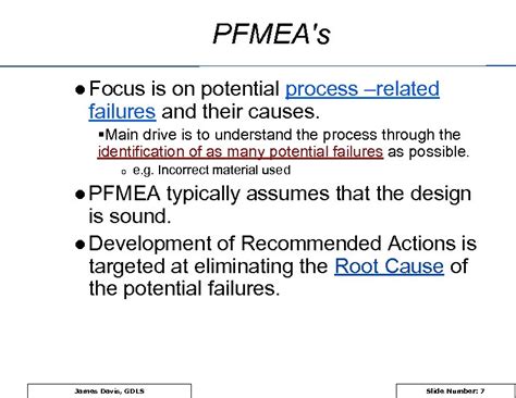 PFMEA Process Failure Mode And Effects Analysis James