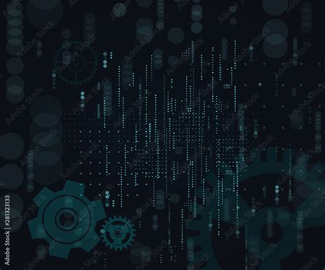 Technological Dark Background Vector Illustration Matrix Binary Computer Code Falling Dots Stock