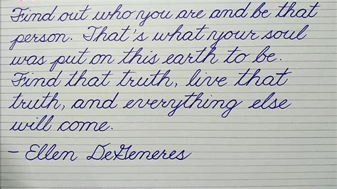 Inspirational Quote By Ellen Degeneres English Cursive Handwriting How To Write Basic