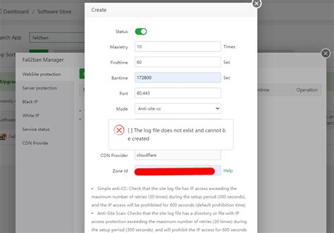 the log file does not exist and cannot be created fail2ban plugin aapanel free hosting