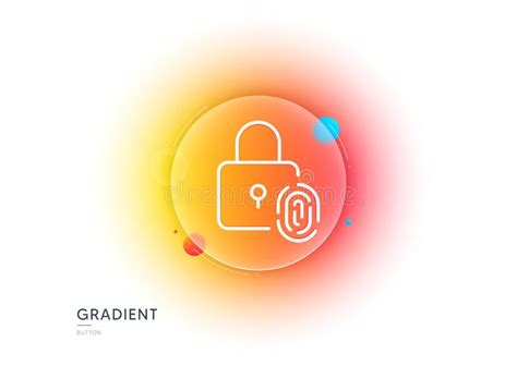 Fingerprint Lock Line Icon Finger Print Scan Sign Gradient Blur Button Vector Stock Vector