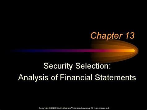 Chapter 13 Security Selection Analysis Of Financial Statements