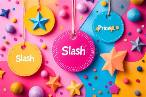 Slash Slash Vibrant Pink And Yellow Festive Tag Design With Playful Slash Slash Vibrant Pink And Yellow Festive Tag Design With Playful