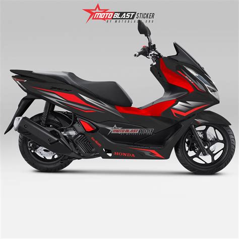 Modifikasi Striping Honda Pcx 160 Black Wings Red Motoblast