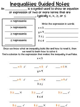 Inequalities Guided Notes By MrsTech TPT