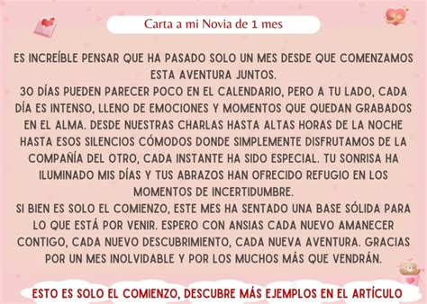 Carta Para Mi Novia De 1 Mes ¡descubre Como Expresar Tu Pasión