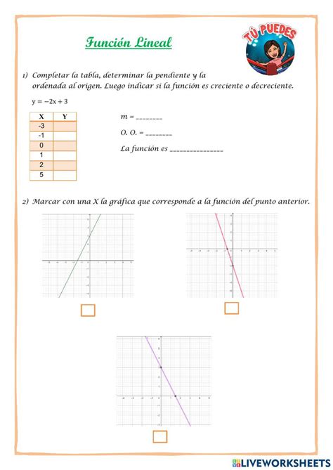 Función Lineal Free Interactive Worksheets 1541486