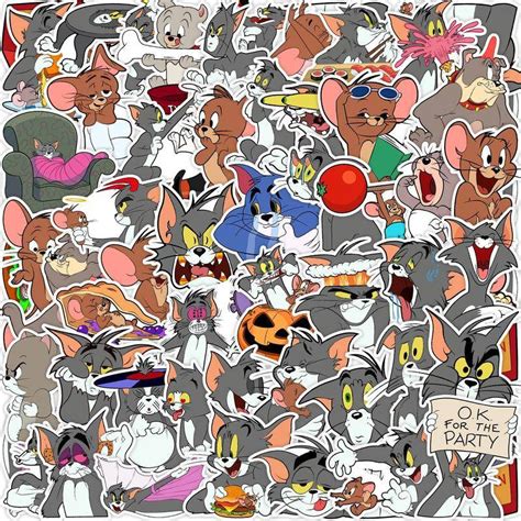 สติ๊กเกอร์ทอมกับเจอร์รี่tom and jerry 50 แผ่น 100 แผ่นไม่ซ้ำ shopee