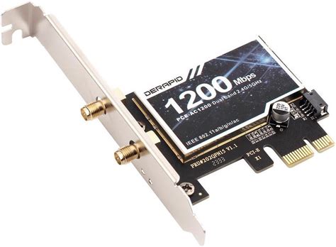 DERAPID PCE-AC1200 PCIe WiFi Card for Desktop Wifi Bluetooth Card Dual ...