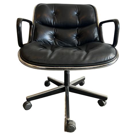 Pollock Executive Chairs In Black Leather By Charles Pollock For Knoll