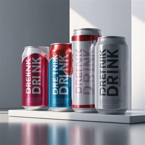 Dynamic Display Of Modern Drink Cans In Minimalist Lighting Premium
