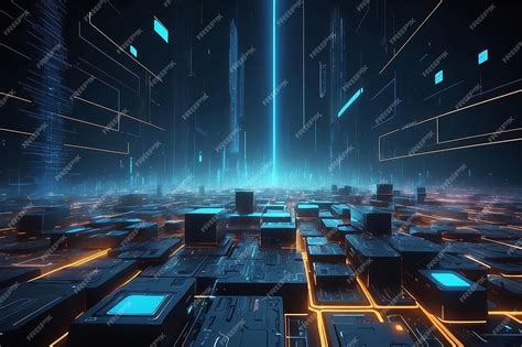 Premium Photo Futuristic Data Stream 3d Illustration Data Transfer Technology Cyberpunk Big