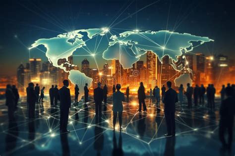 Global Network Concept Business Figures On A Digital World Map