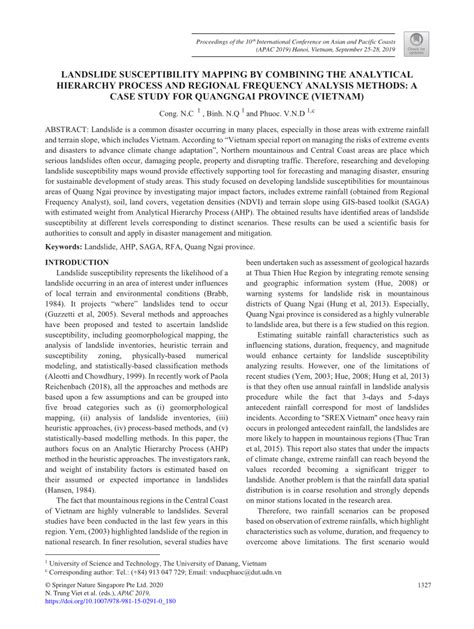 Pdf Landslide Susceptibility Mapping By Combining The Analytical Hierarchy Process And