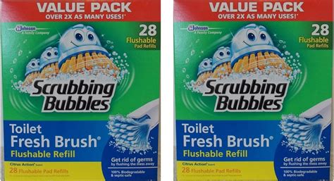 Scrubbing Bubbles Toilet Fresh Brush Flushable Refills Citrus Scent 28 Count Pack
