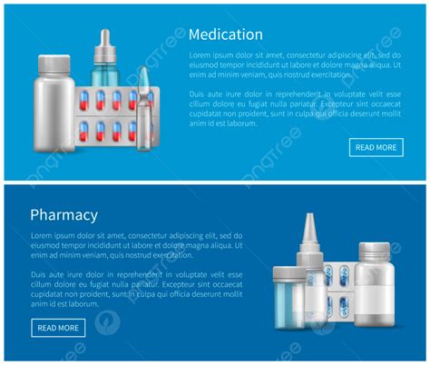 Pharmacy Medication Web Poster With Blank Medical Containers For