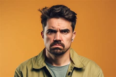 Premium Photo A Man On Solid Color Background With Pout Face Expression
