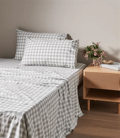 Stonewash Printed Sheet Set Kai Gingham Target Australia