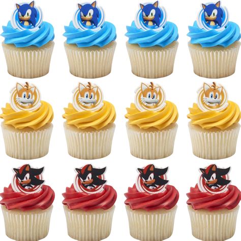 Sonic The Hedgehog Cupcake Rings Pack Of 12 Discount Party Supplies