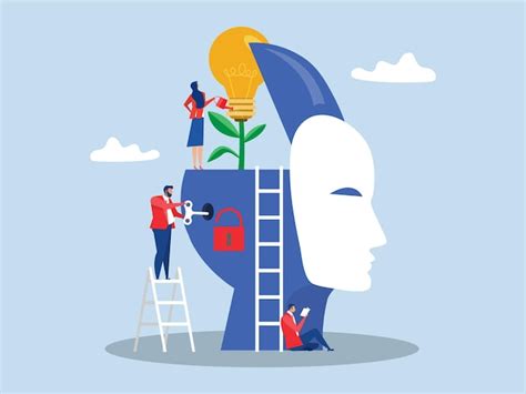 Growth Mindset Concept People Watering Plants From The Brain Put Think