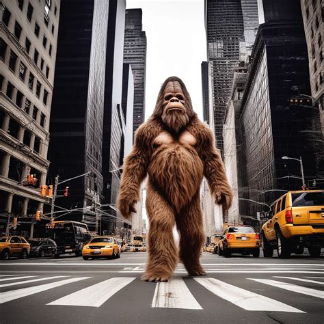 Sasquatch On A Street Of New York Seaart Ai