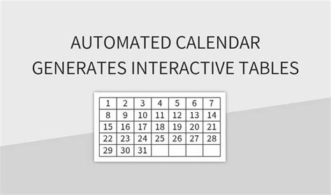 Automated Calendar Generates Interactive Tables Excel Template Free Download Pikbest