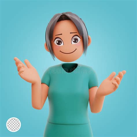 3d Rendered Cute Nurse Showing Something Stock Image Illustration Of