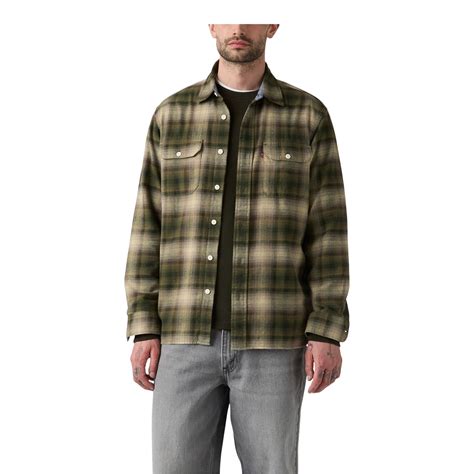 Levis Mens Long Sleeve Flannel Classic Worker Shirt Marks