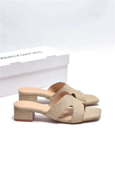 Guốc Chữ H Nude Guốc Nữ Guốc Đế Thấp Guốc Big Size Giày Nữ Merly