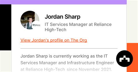 Jordan Sharp It Services Manager At Reliance High Tech The Org