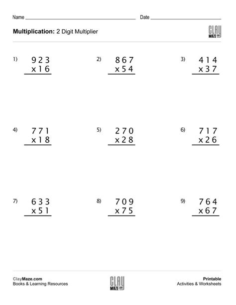Double Digit By Double Digit Multiplication Worksheets Printable Word