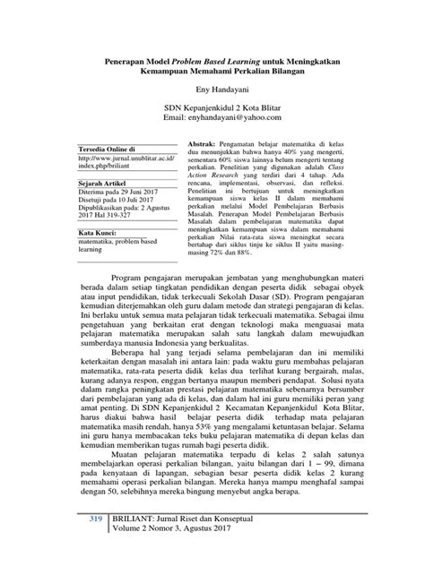 Penerapan Model Problem Based Learning Untuk Menin Pdf Karier