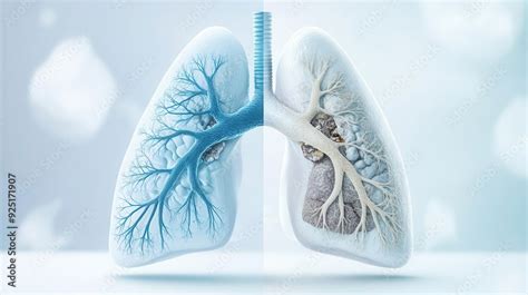 Side By Side Comparison Of A Healthy Lung And A Lung With Advanced Copd