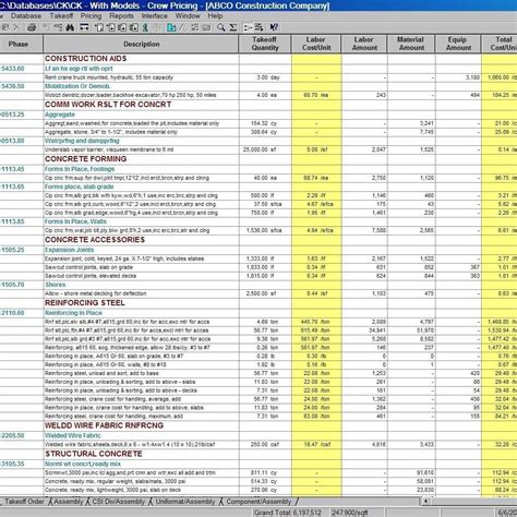 Job Costing Spreadsheet — Db