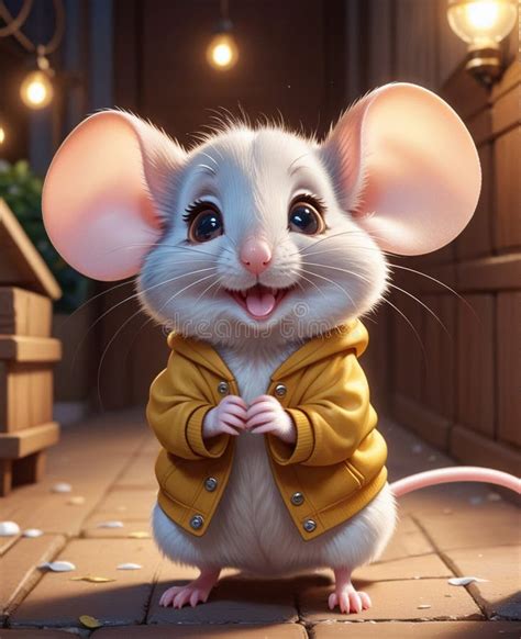 A Super Cute Little Mouse Wearing Clothes With A Smile On Its Face