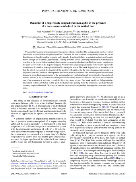 Pdf Dynamics Of A Dispersively Coupled Transmon Qubit In The Presence
