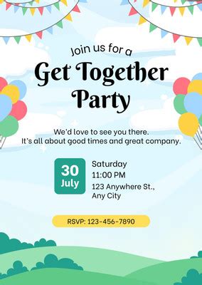 Page 2 Free And Printable Get Together Invitation Templates Canva