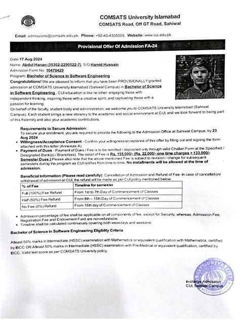 Admission Form Cui Pdf