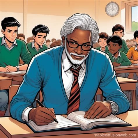 Teacher Explaining Geography In Classroom Stable Diffusion Online