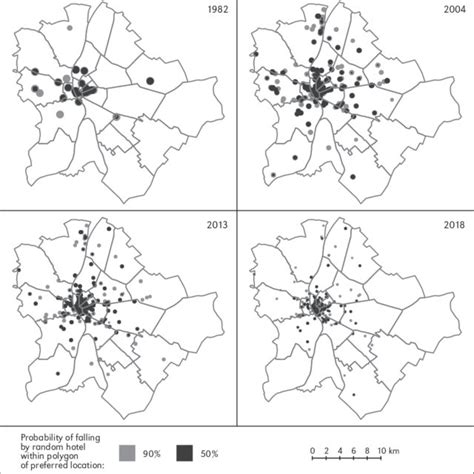 kernel density of luxury budapest hotels weighted by number of hotel