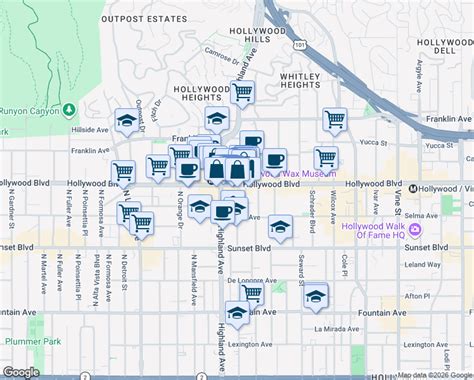 Hollywood Boulevard Los Angeles California Map