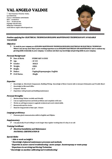 Resume Skilled Worker
