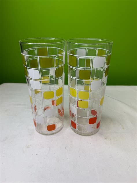 Vintage Anchor Hocking Drinking Glasses Featuring A Mid Century Modern